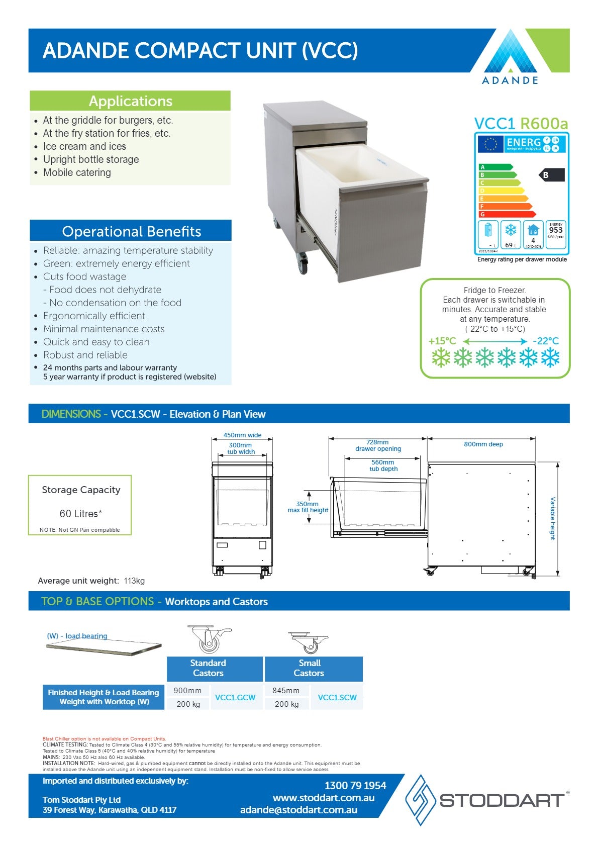 Adande VCC1.SCW - Dual Temperature Drawer | SilverChef