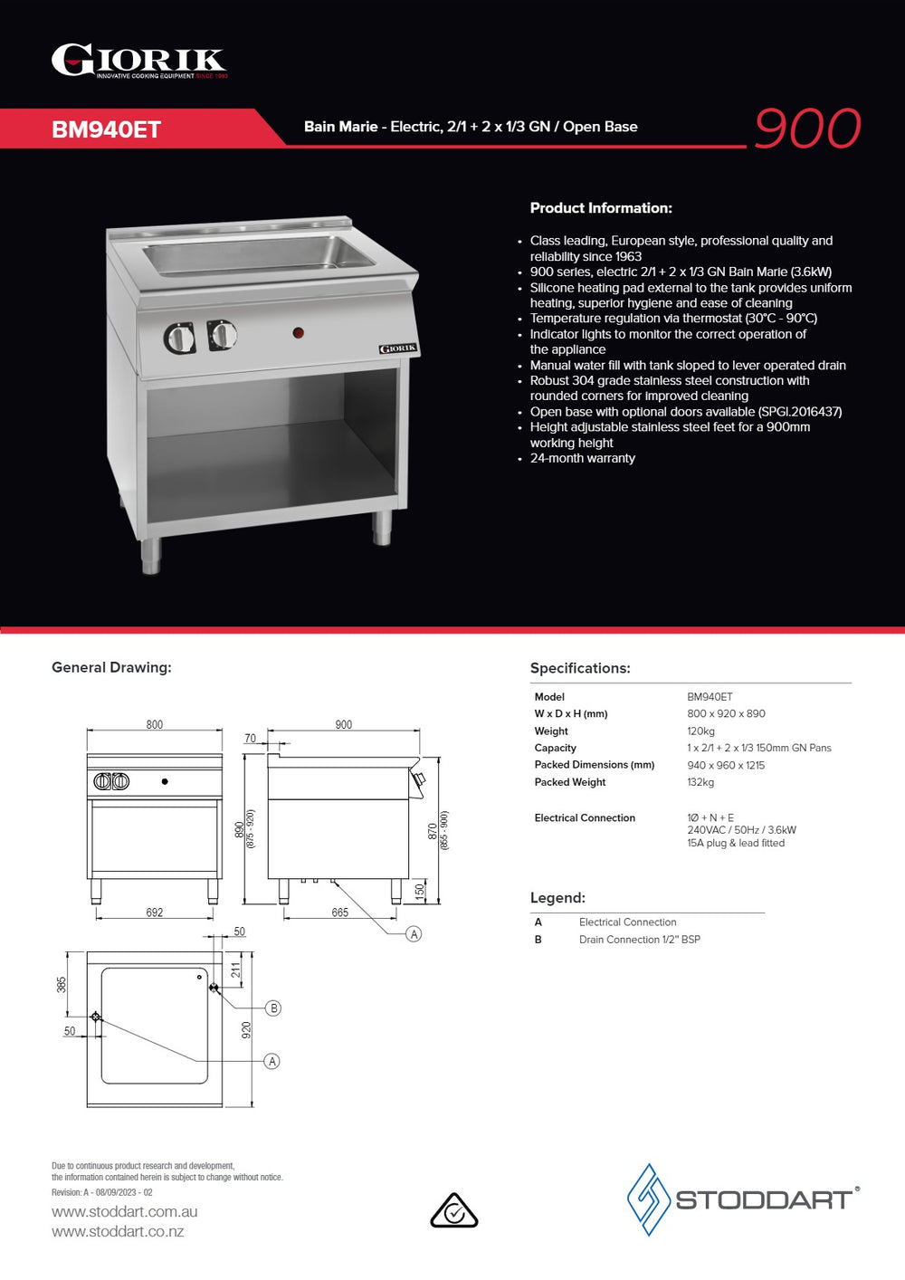 Giorik BM940ET - Bain Marie on Open Base | SilverChef