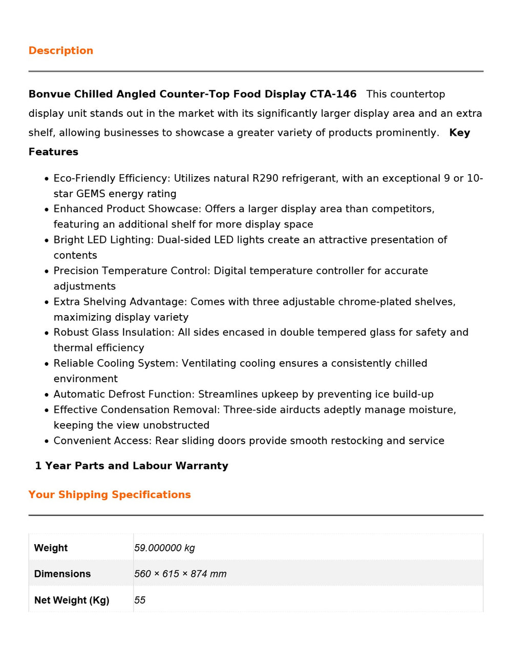Bonvue CTA-146 - Countertop Cold Food Display | SilverChef