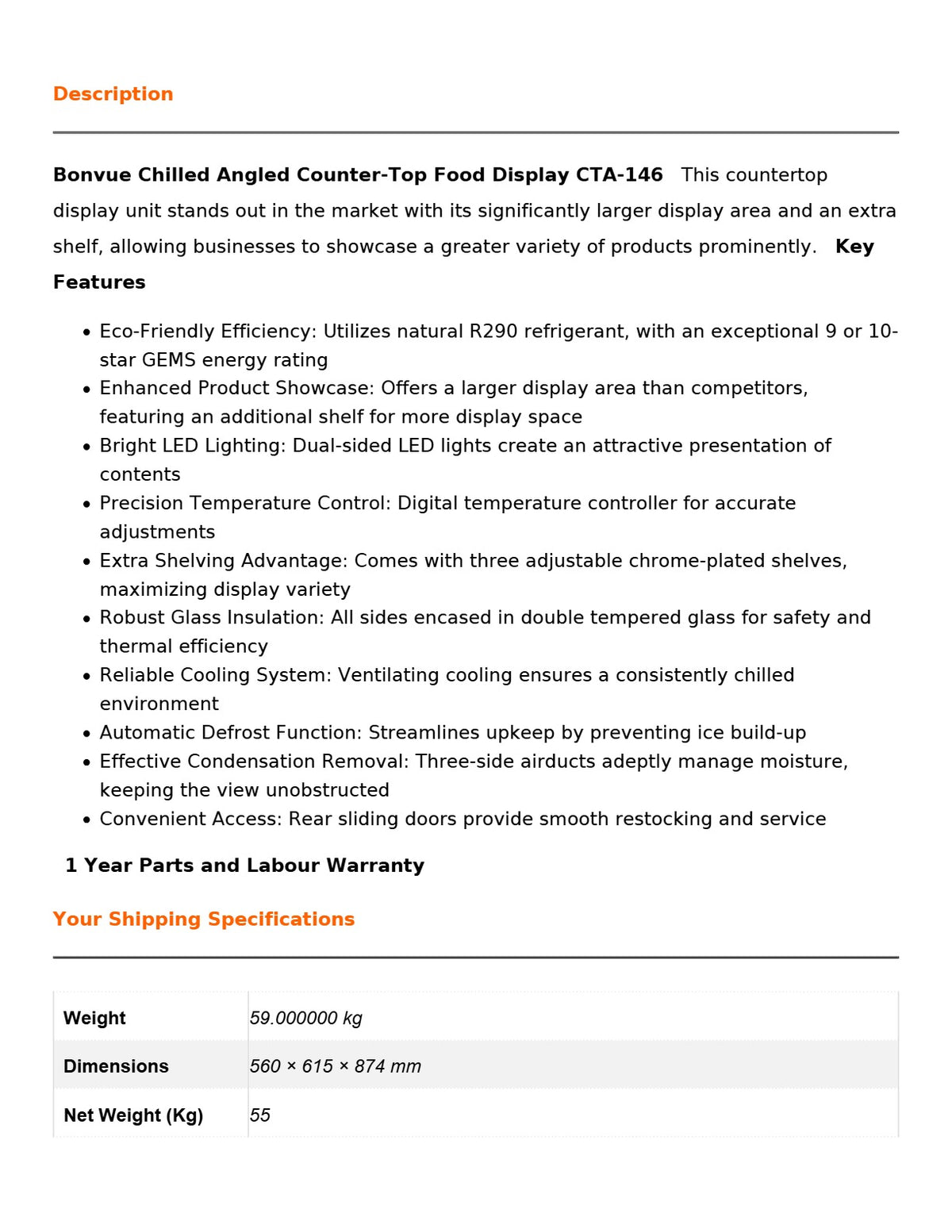 Bonvue CTA-146 - Countertop Cold Food Display | SilverChef