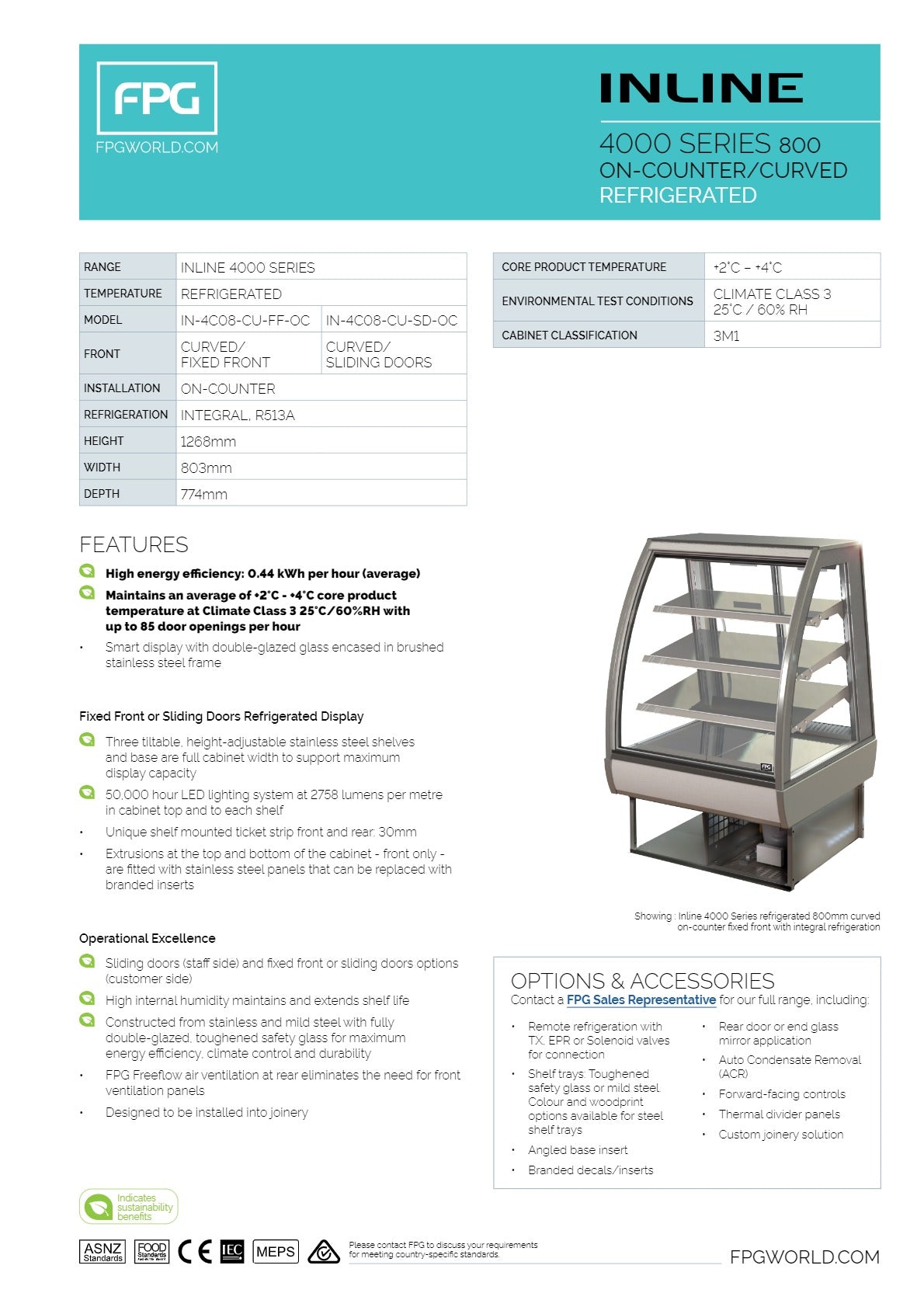 FPG 4000 Series 800 IN-4C08-CU-OC - On-Counter Cold Food Display ...