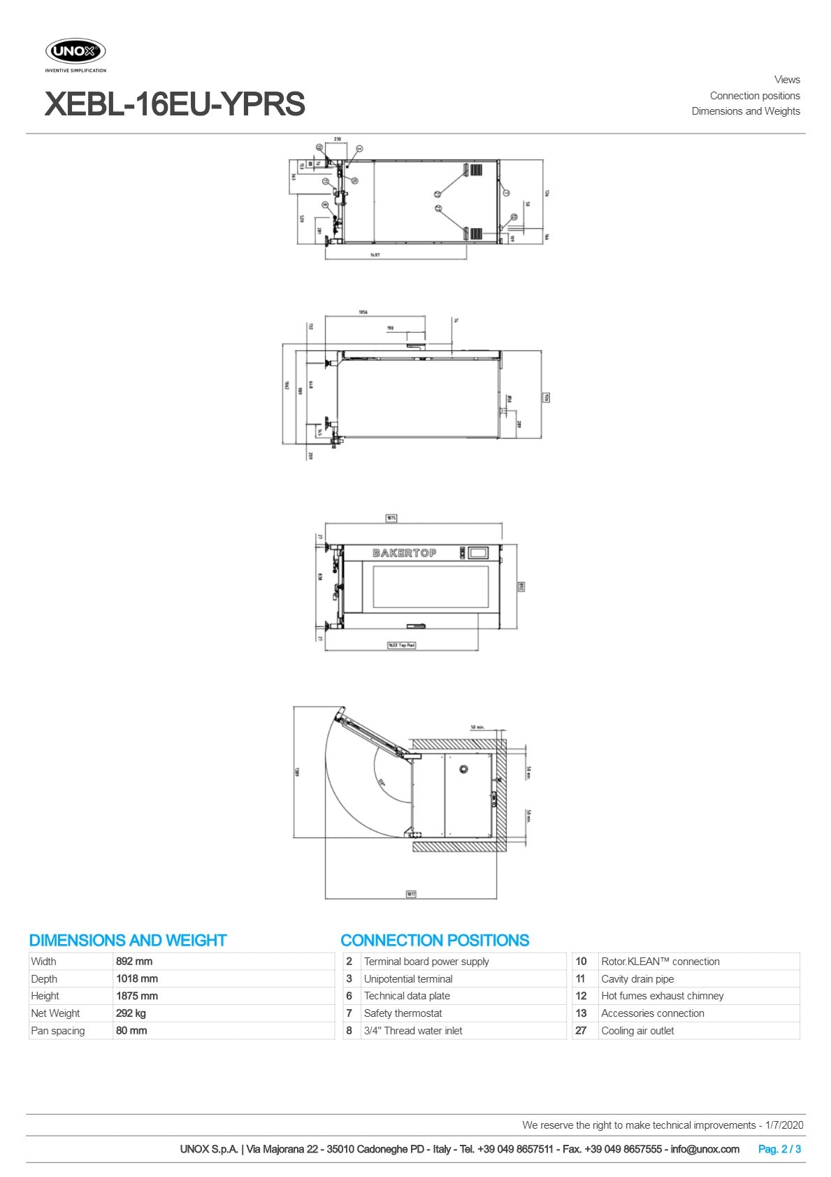 Unox Bakertop Big XEBL-16EU-YPRS - Combi Oven | SilverChef