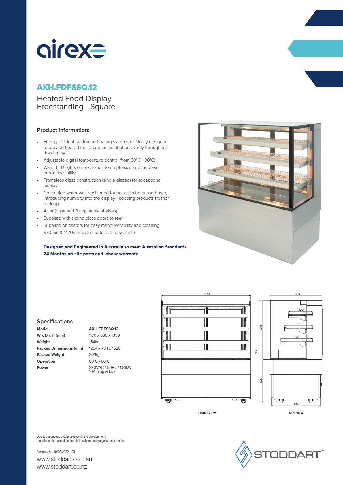 Airex AXH.FDFSSQ.12 - Heated Display | SilverChef