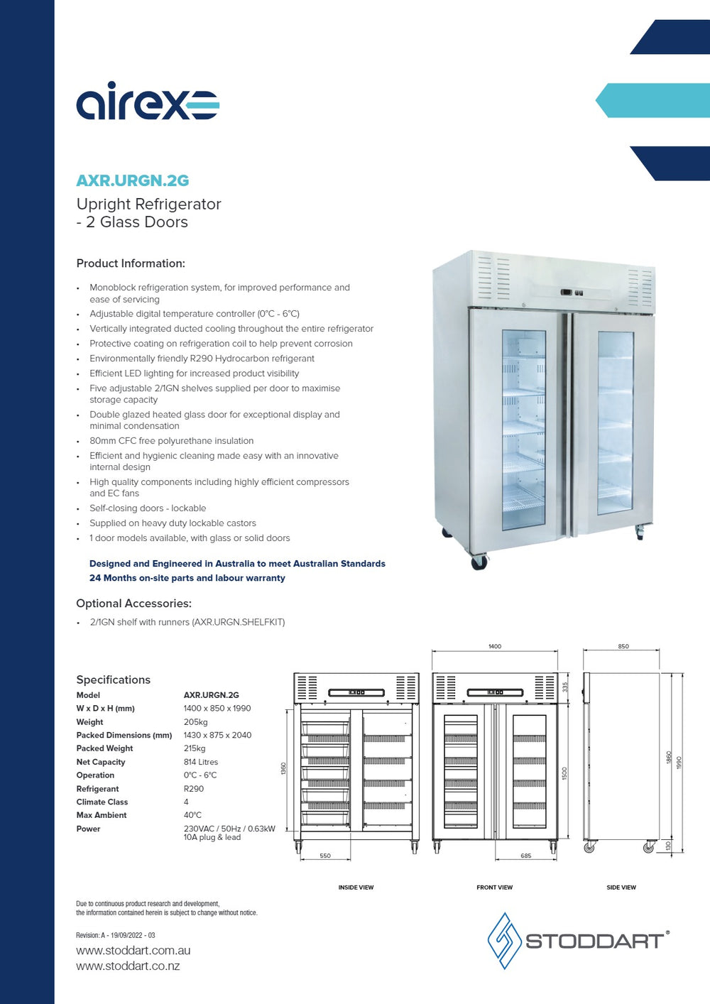 Airex AXR.URGN.2G - Upright Fridge | SilverChef