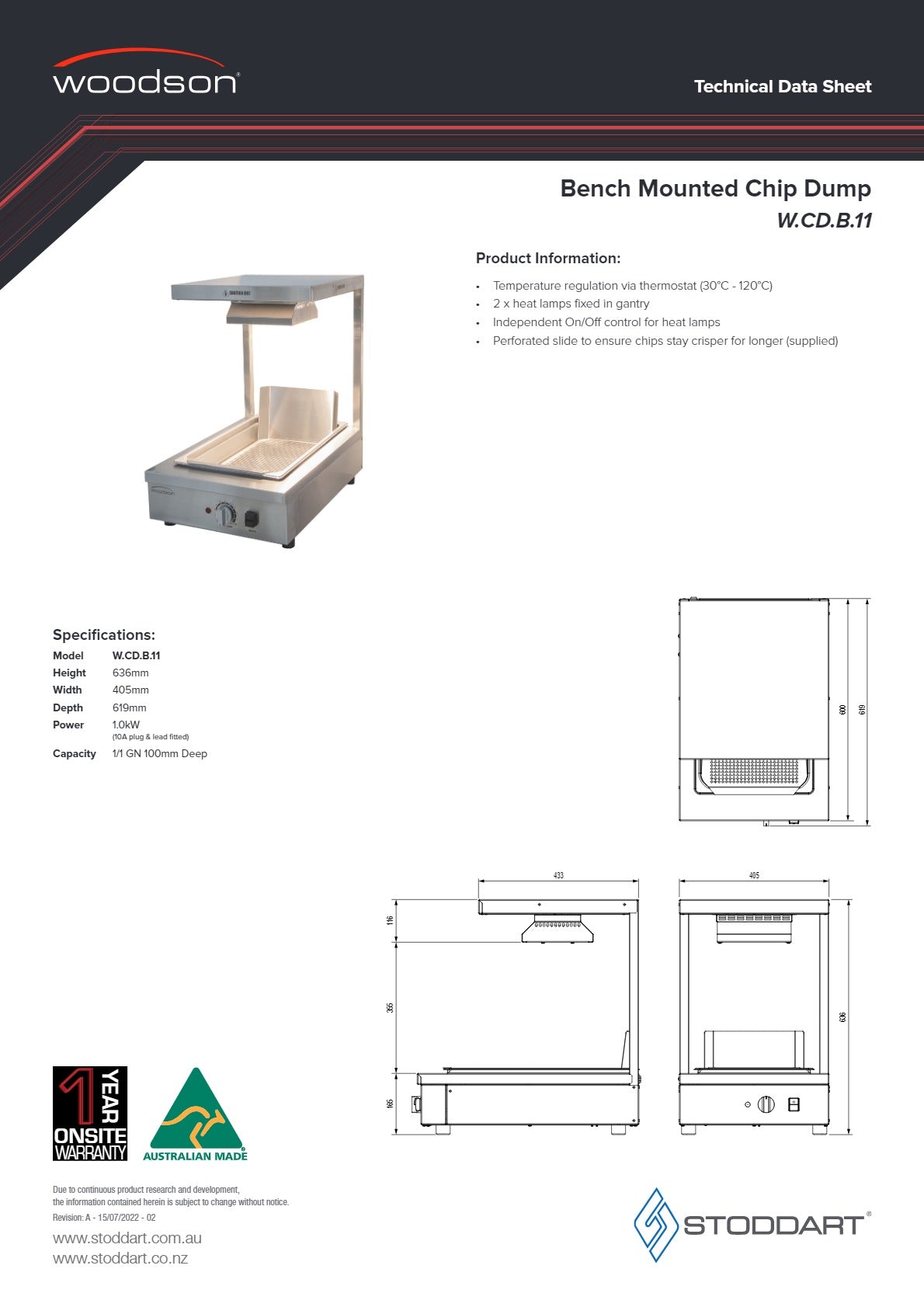 Woodson W.CD.B.11 - Bench Mounted Chip Dump | SilverChef
